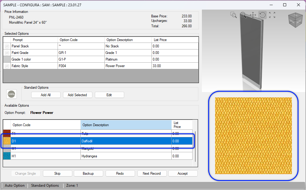 Material Swatch Preview – Configura Help Center
