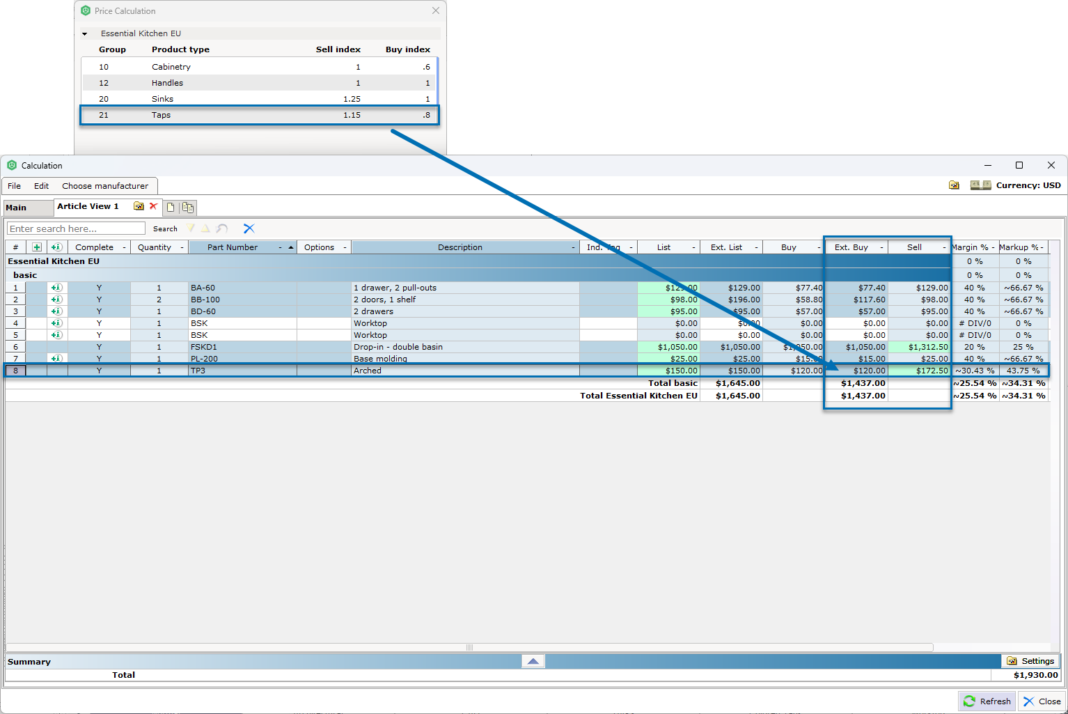 Price Calculation Categories & Price Factors – Configura Help Center
