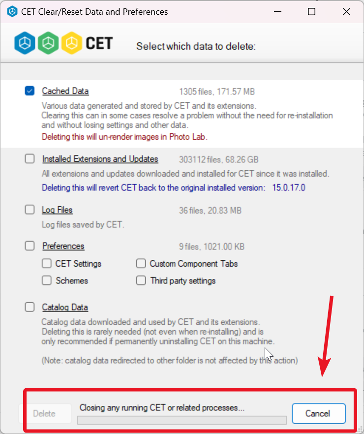 How to Reduce Disk Space Usage related to CET – Configura Help Center