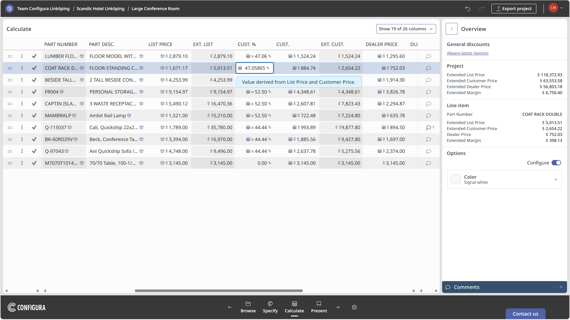 Pricing & Discounting: Calculate Page – Configura Help Center