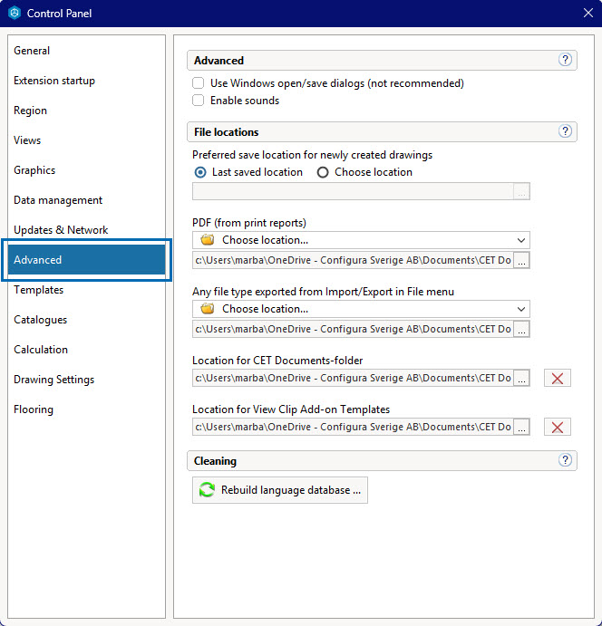 The Advanced Tab – Configura Help Center